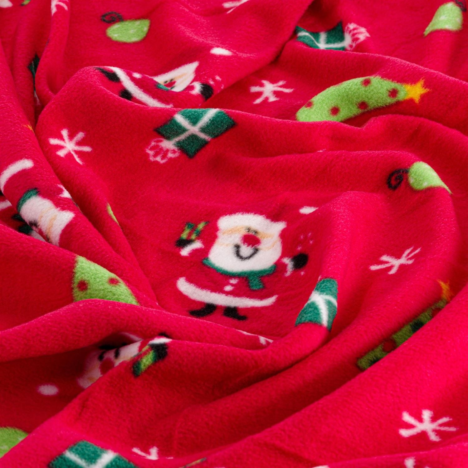 Santa Red Pattern, Christmas Fleece Throw - 127 x 152cm – Celebright UK
