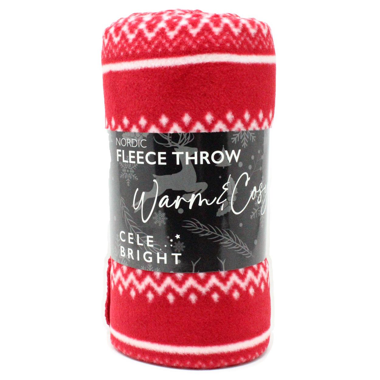 Scandi Nordic Red, Christmas Fleece Throw - 127 x 152cm – Celebright UK