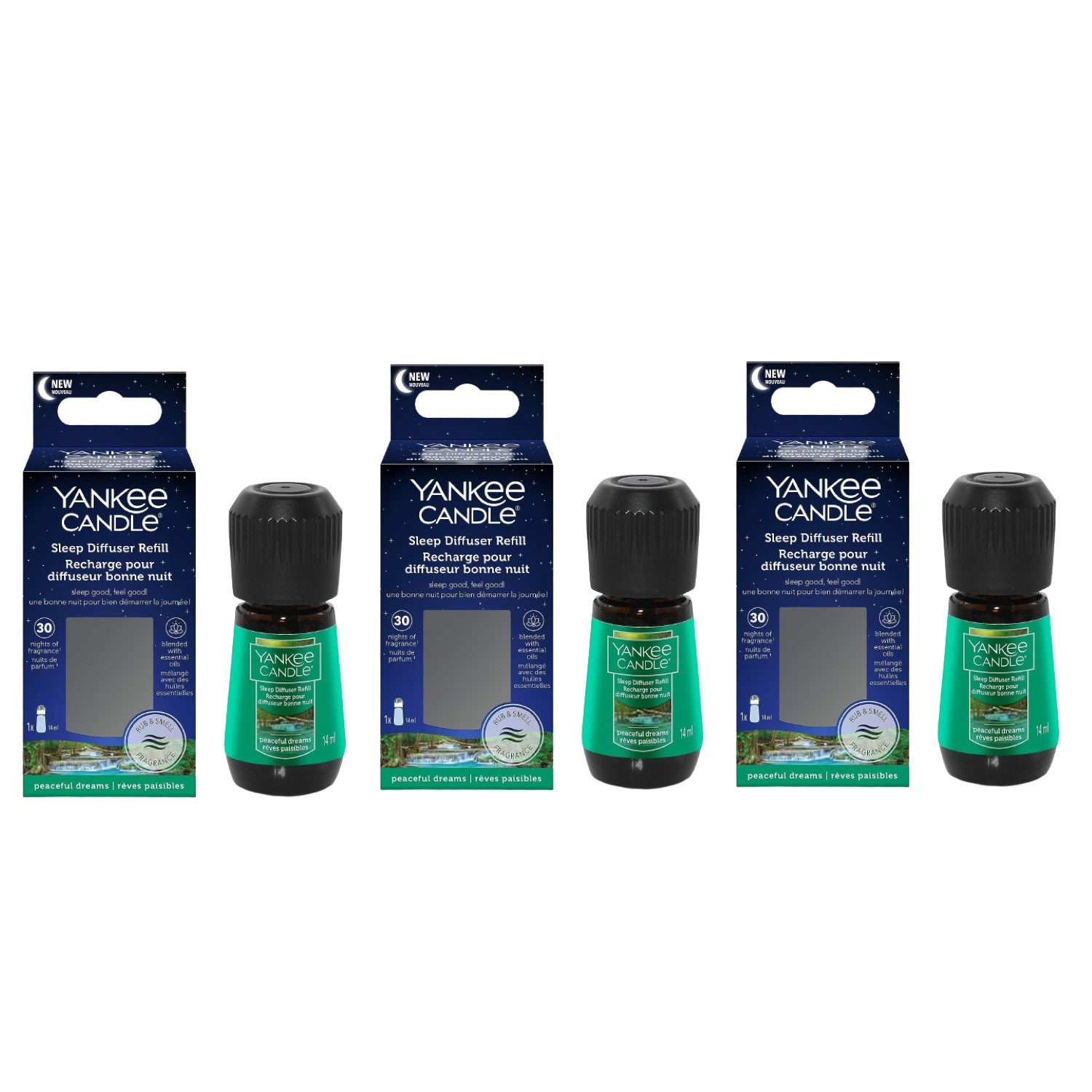 Yankee Candle - Sleep Diffuser Refill - Peaceful Nights - Pack of 3 ...